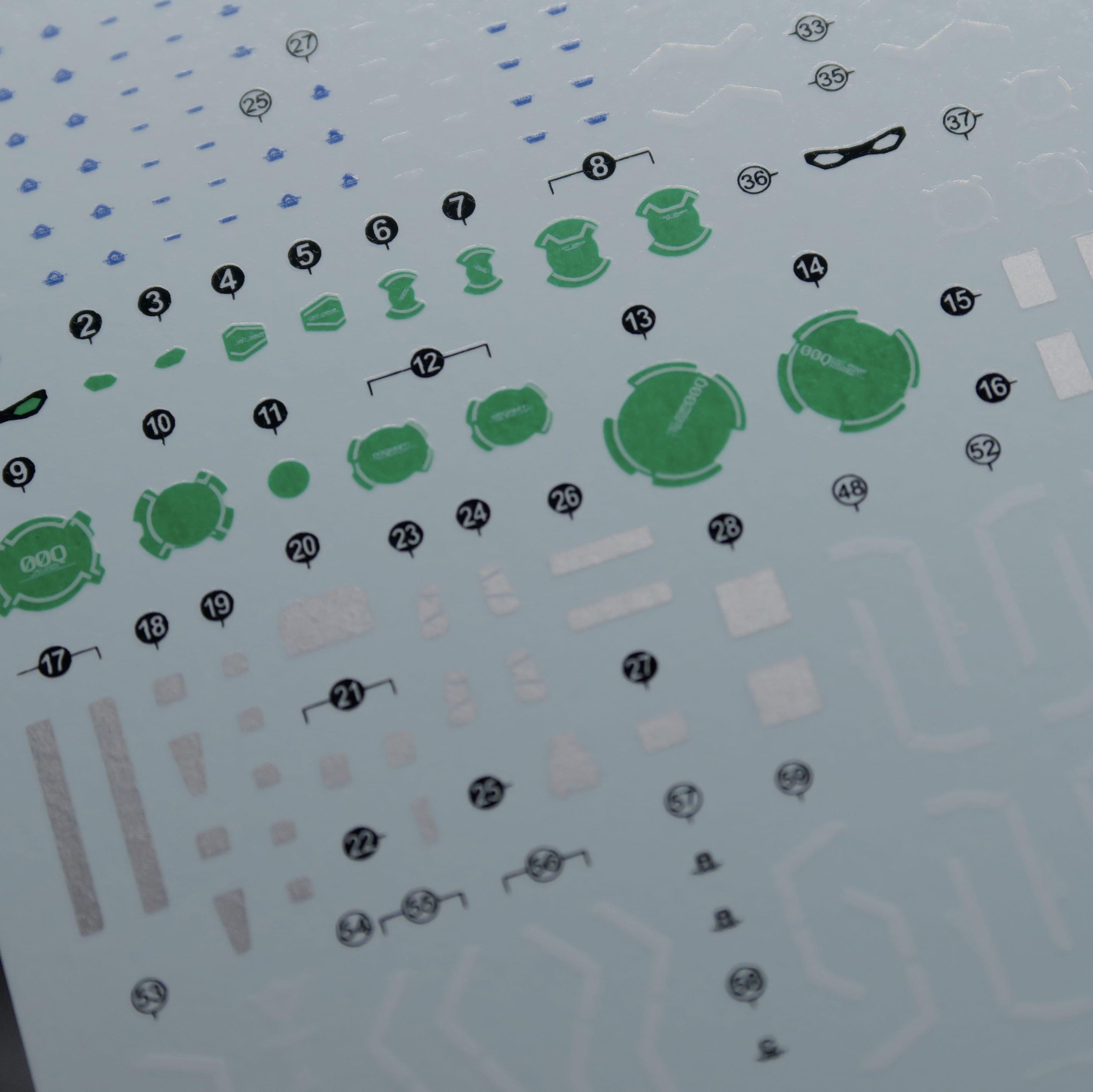 RG 00Q Gundam + Full Saber OOQ Gundam neon decal 全刃式零零Qan[T] 高達螢光水貼, 興趣 ...