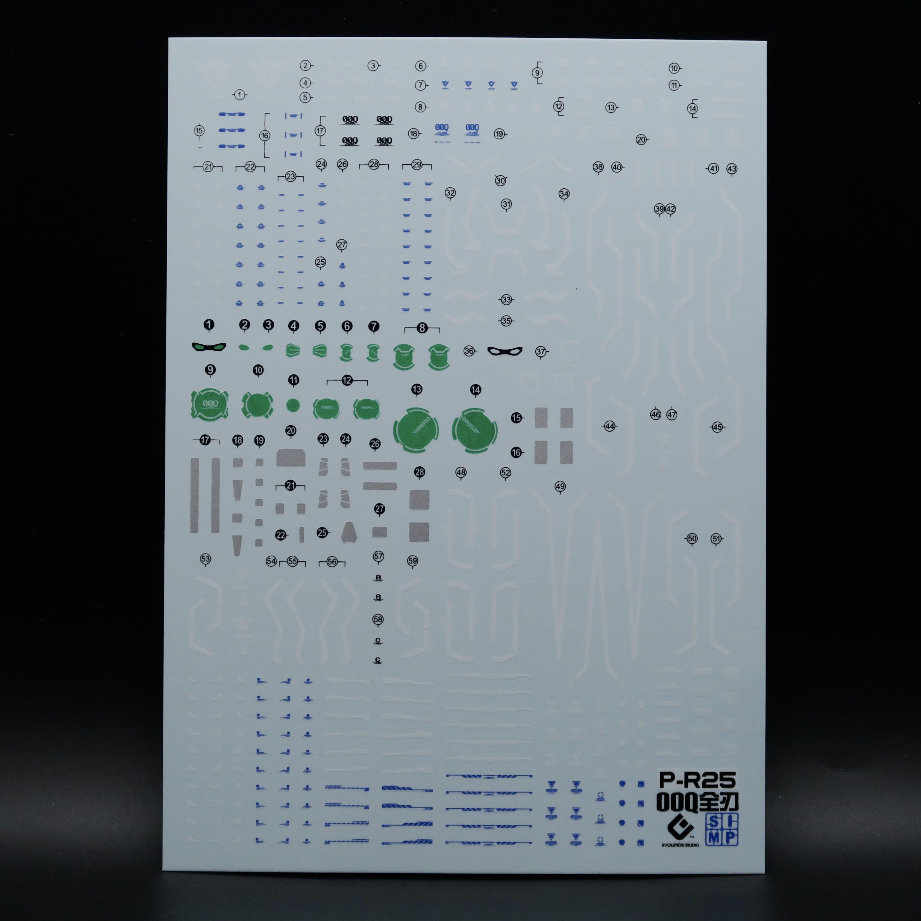 RG 00Q Gundam + Full Saber OOQ Gundam neon decal 全刃式零零Qan[T] 高達螢光水貼, 興趣 ...