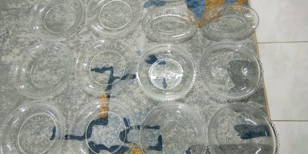 Set pinggan kaca antik, Furniture & Home Living, Kitchenware ...