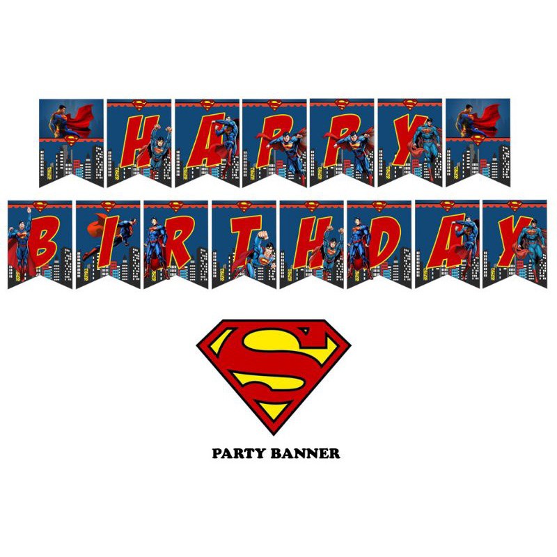 Superman Theme Birthday Party Banner Decoration Superhero Personalized ...