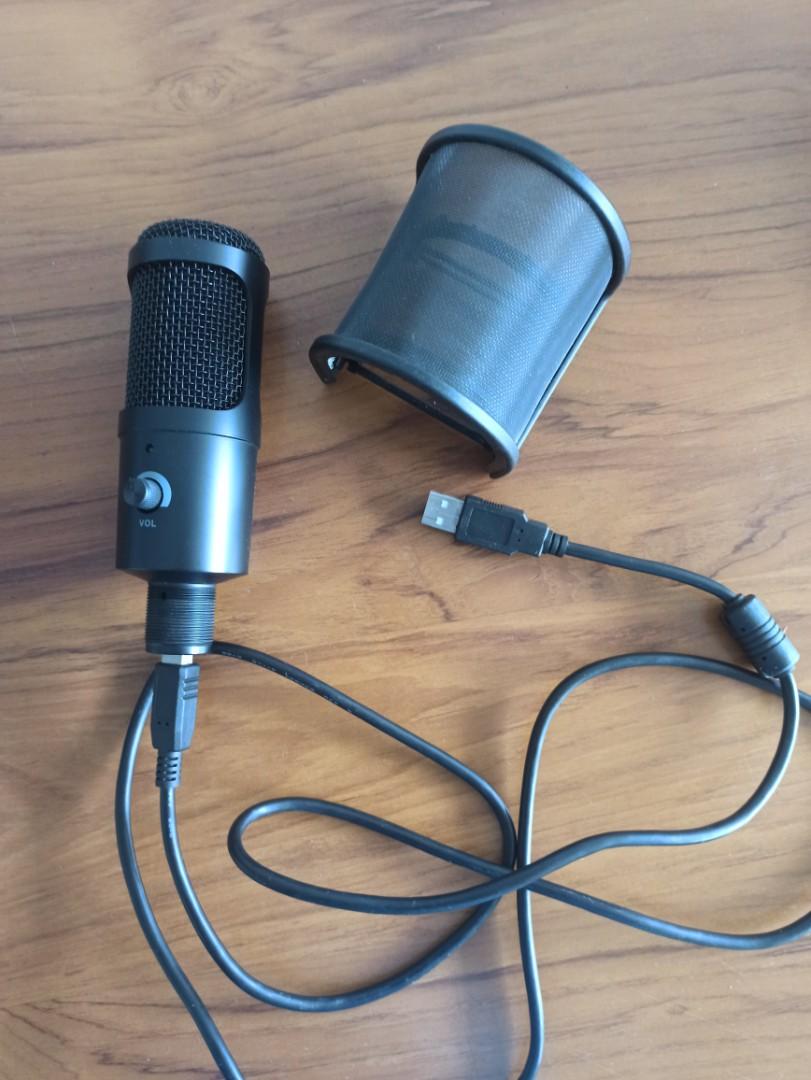 USB Mic with pop filter, Audio, Microphones on Carousell