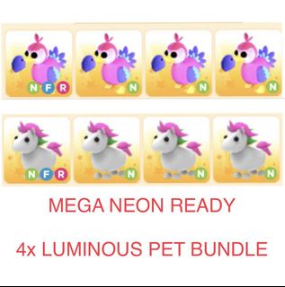 Adopt me - Neon 4x Full Grown Pet Bundle (Ghost dragon / Dancing dragon ...