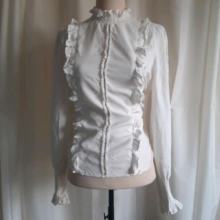 Victorian Ruffled Blouse, Women's Fashion, Tops, Blouses on Carousell