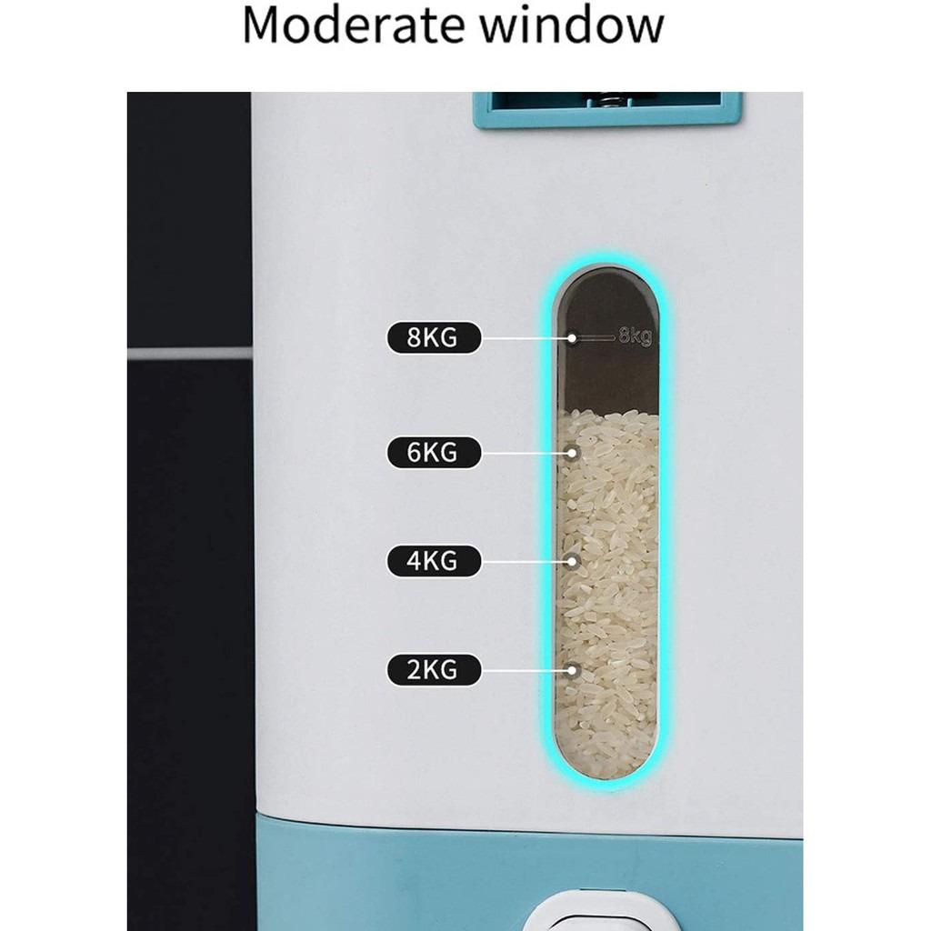 10L Rice Bucket Rice Storage Container with Lid Measuring Cup Moisture ...