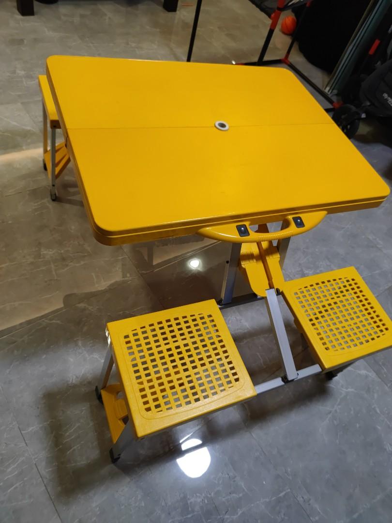 Antique Foldable table that collapse into suitcase, Furniture & Home ...