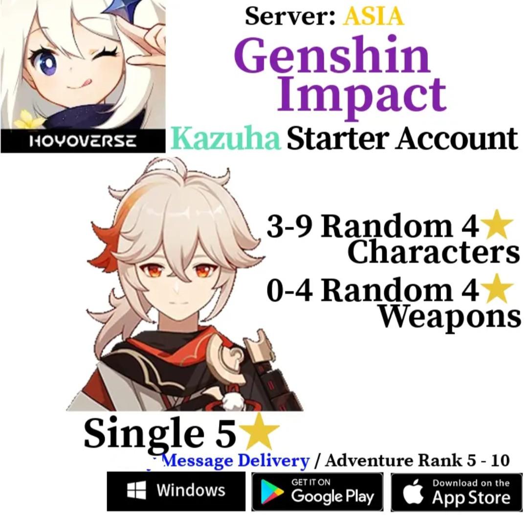 [ASIA] Genshin Impact × Kazuha × Starter / Reroll Account, Video Gaming ...