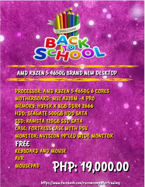 BACK TO SCHOOL PROMO: AMD RYZEN 5 4650G BRAND NEW DESKTOP PACKAGE ...