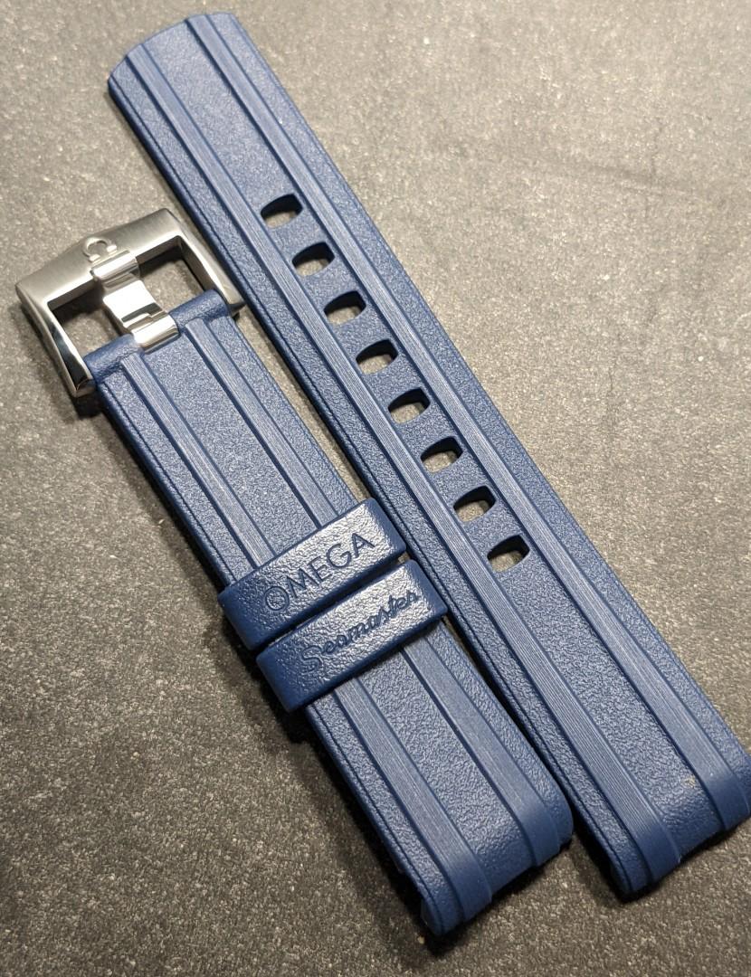 Brand New Aftermarket Blue Omega Seamaster Rubber Strap, Men's Fashion ...