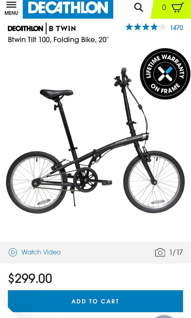 B-Twin Tilt 100 Fixie Foldable Bike, Sports Equipment, Bicycles & Parts ...