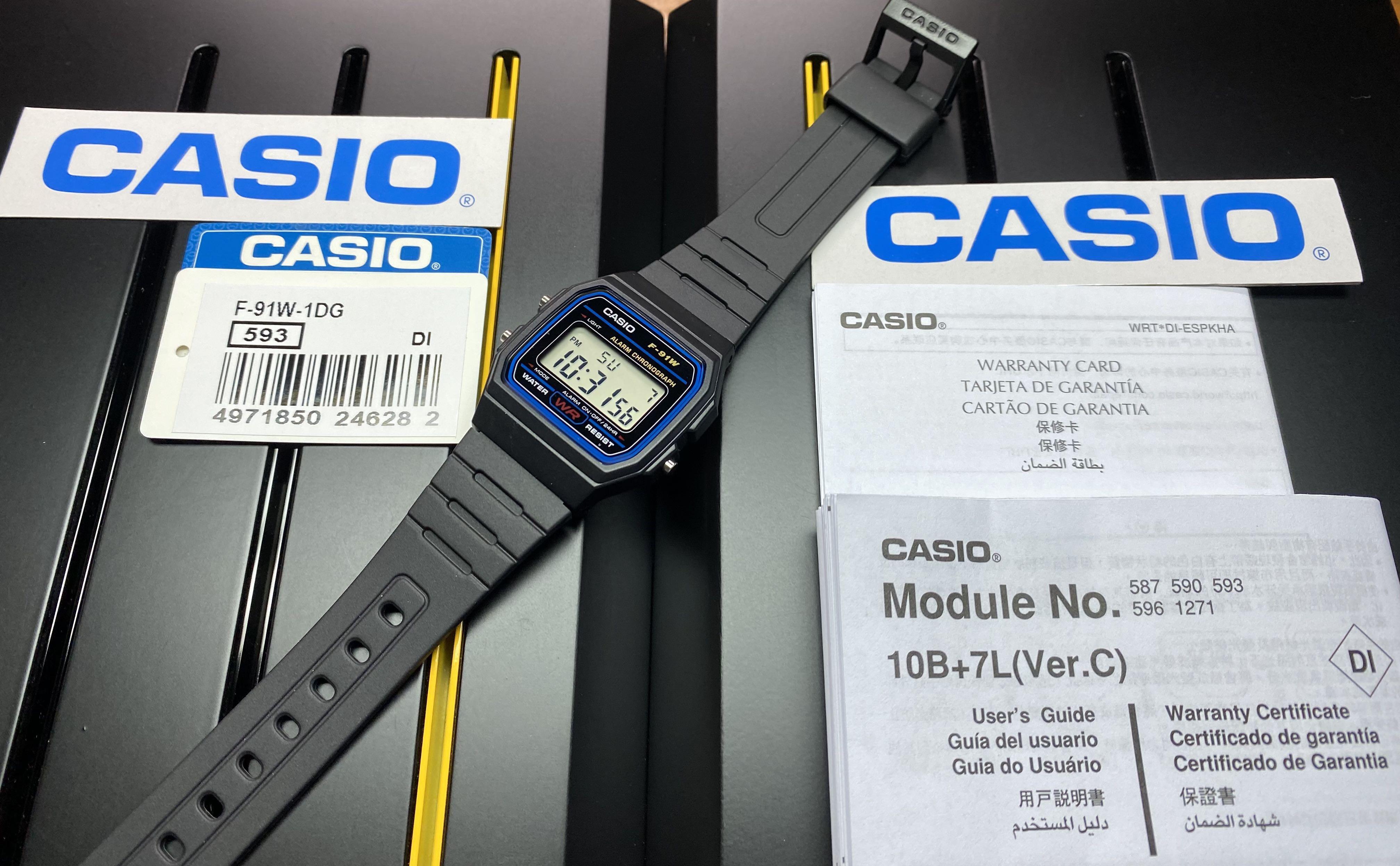 Casio F91 Vintage Digital Quartz Watch F91W-1 Brand New, Men's Fashion ...