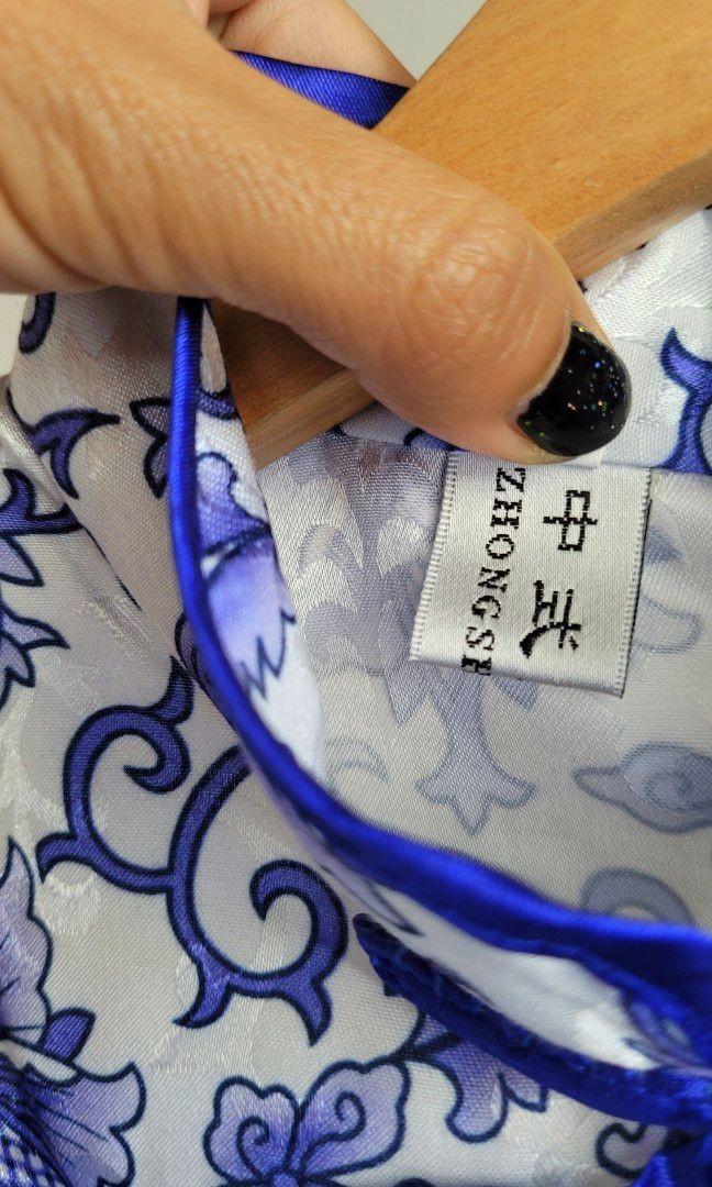 Cheongsam Qipao royal blue cobalt electric porcelain chinoiserie # ...