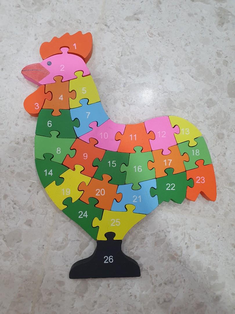 Chicken number/alphabet puzzle, Babies & Kids, Infant Playtime on Carousell