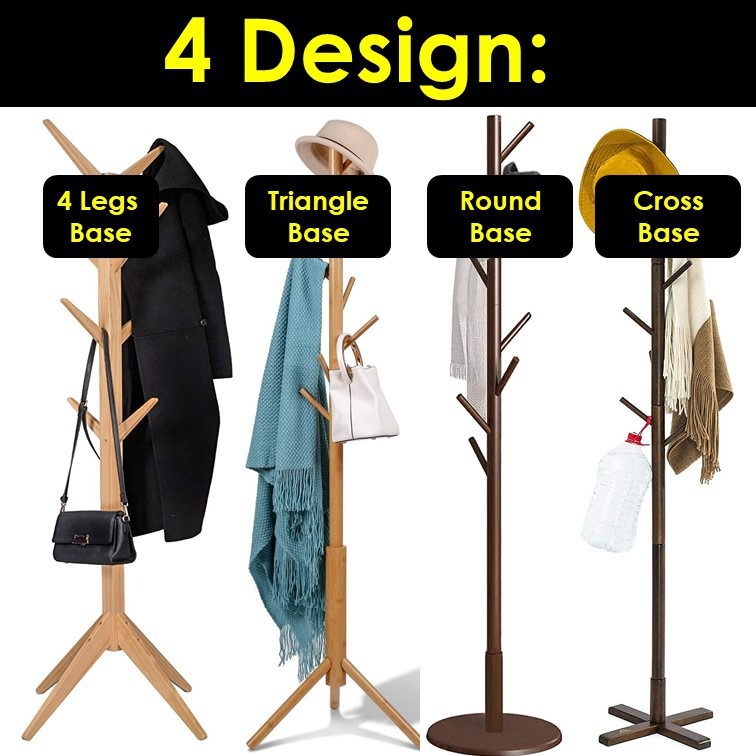 Clothes Hanger Stand Hat Free Standing Coat Rack Wooden Coat Rack ...