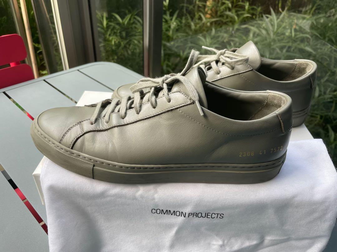 Common Project Achilles Low Saffiano Cobal Grey 41, Men's Fashion ...