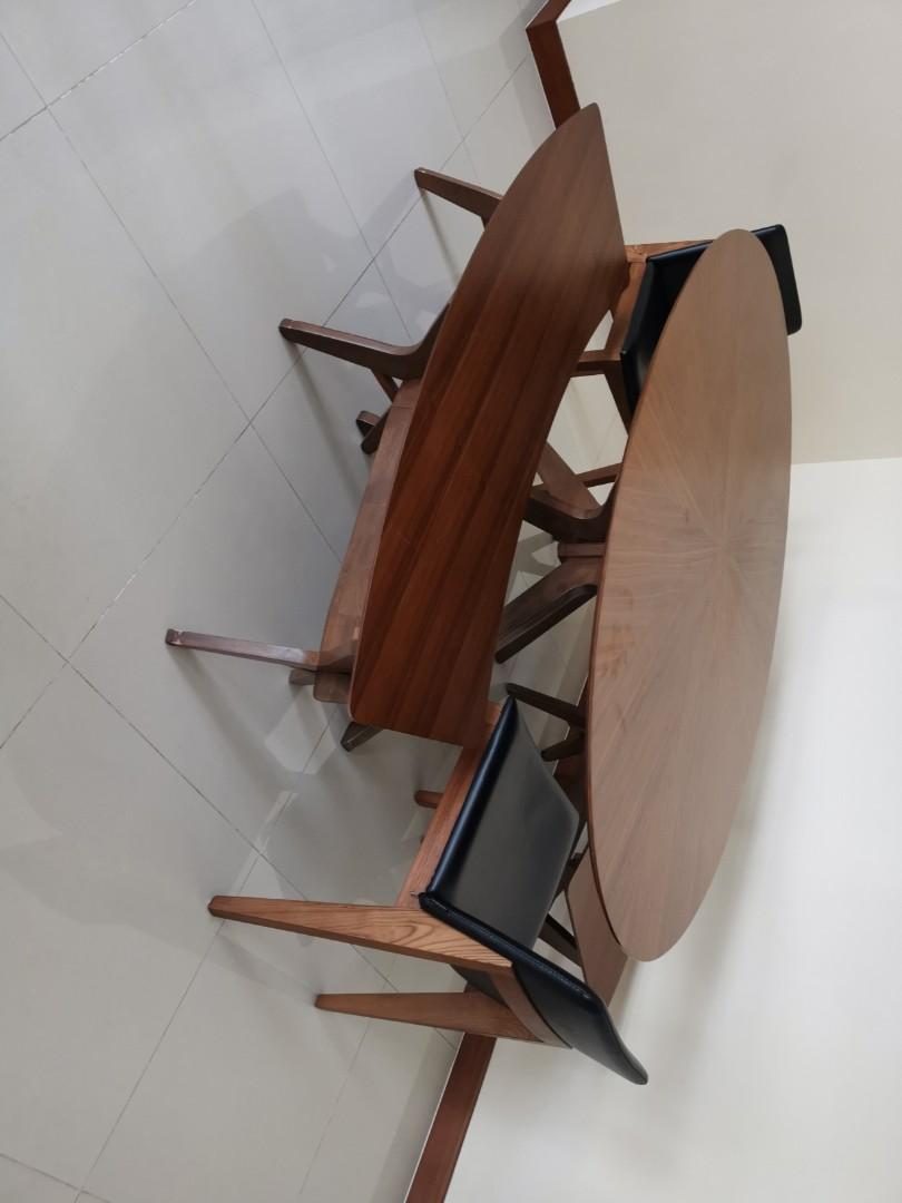 Ellipse Dining Table and Bench Set, Furniture & Home Living, Furniture ...