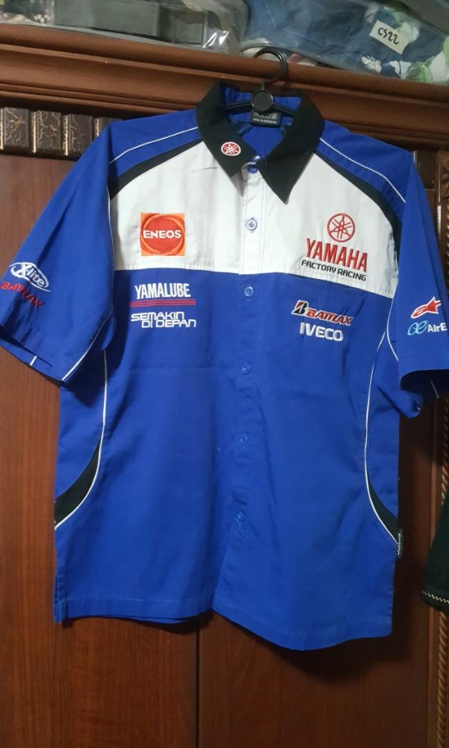 Yamaha Blue Pit Crew Shirt, Motorcycles, Motorcycle Apparel on Carousell