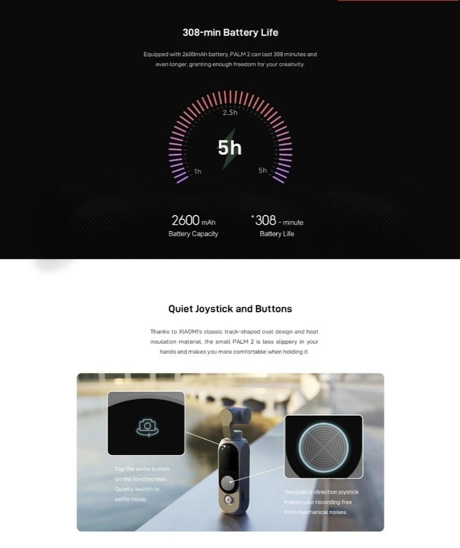 FIMI PALM 2 4K Pocket Gimbal Camera, Photography, Video Cameras on ...