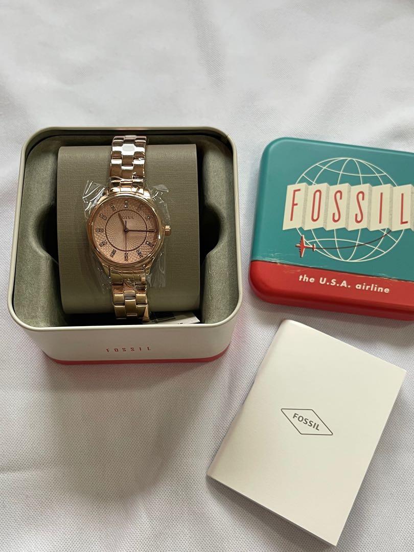 Fossil Modern Sophisticate Three-Hand Rose Gold-Tone Stainless Steel ...