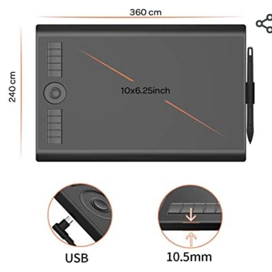 GAOMON M10K2018 10 x 6.25 inches Graphic Drawing Tablet 8192 Levels of ...