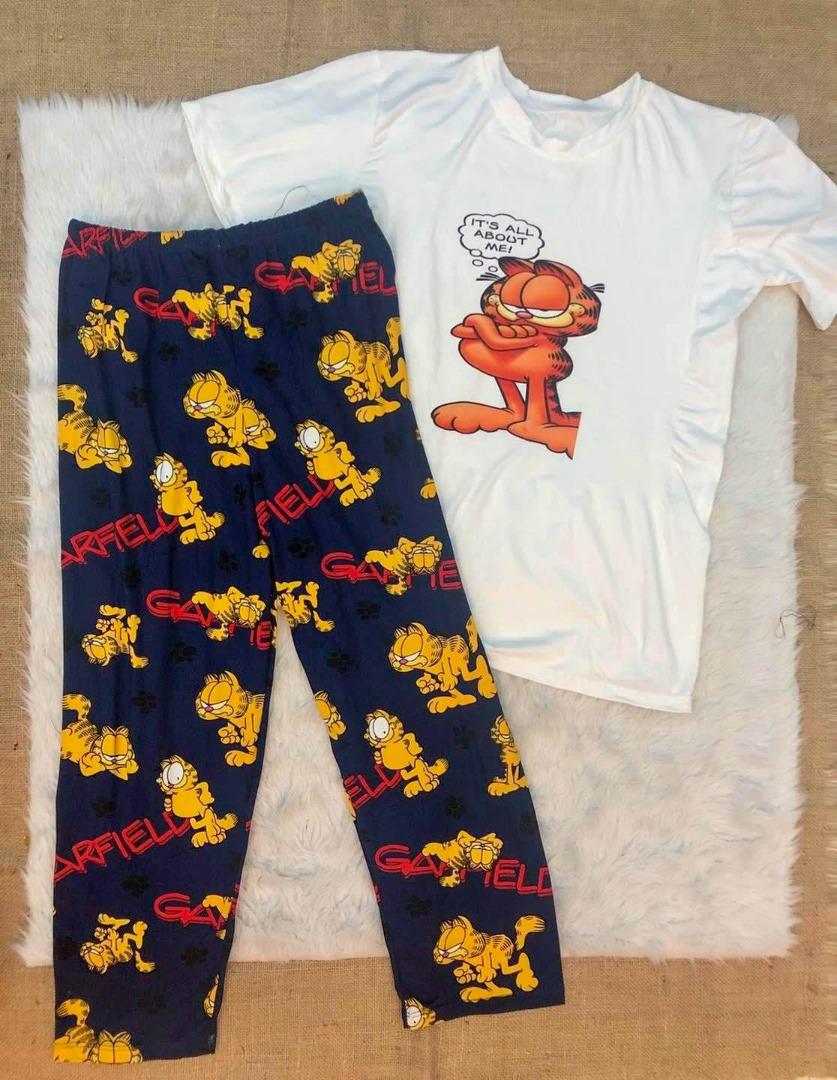 Garfield Sleepwear Pajama Terno Sublimation Print Set, Women's Fashion ...