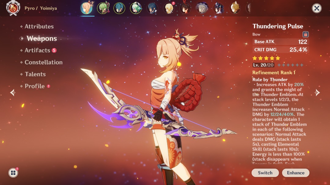 Genshin Impact Yoimiya + Signature Weapon ( Thundering Pulse ), Video ...