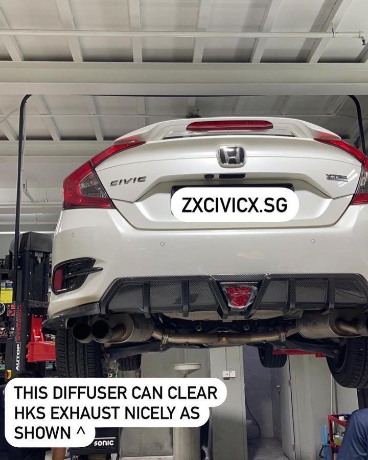Honda Civic FC Rear diffuser in CF / Glossy black civicx 10Th Gen Fc1 ...