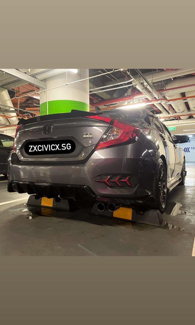 Honda Civic FC Rear diffuser in CF / Glossy black civicx 10Th Gen Fc1 ...