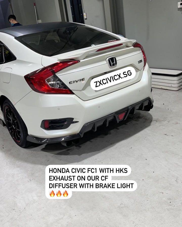 Honda Civic FC Rear diffuser in CF / Glossy black civicx 10Th Gen Fc1 ...