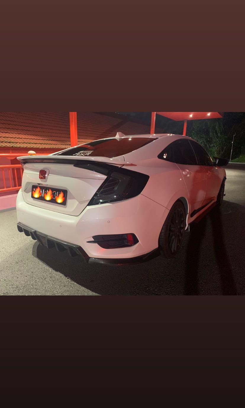 Honda Civic FC Rear diffuser in CF / Glossy black civicx 10Th Gen Fc1 ...