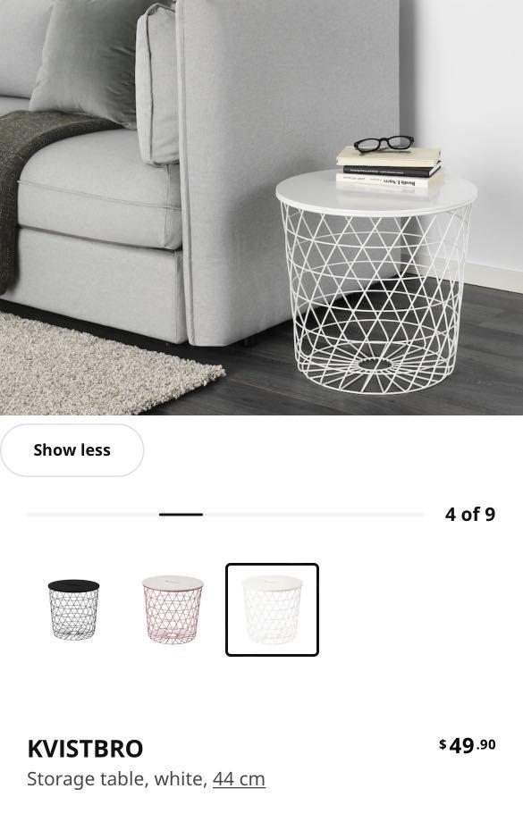 IKEA KVISTBRO Storage Table White 44cm, Furniture & Home Living ...