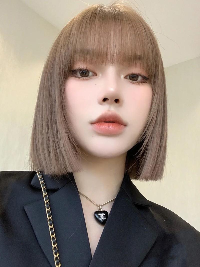 [INSTOCK] Korean Ash Brown Airy Bangs Short Bob Hair Wig [Adjustable ...
