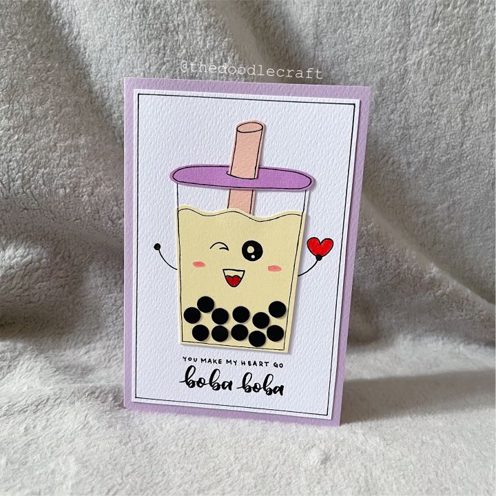 Make My Heart Go Boba Boba bubble tea handmade card, Hobbies & Toys ...
