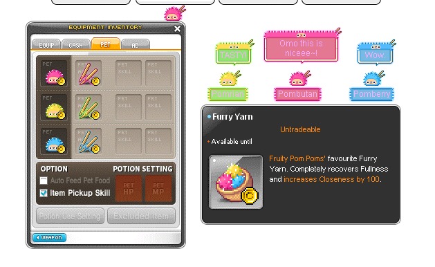 MapleSEA Aquila Pom Pom Set / Perma Pet / Permanent Pet / Mesos, Video ...