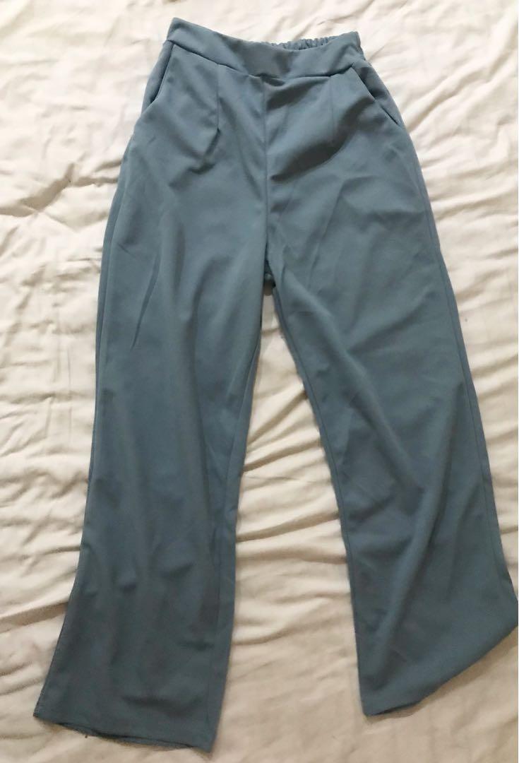 Matte Pastel Blue Classy Coords Coordinates Set Pants and Top, Women's ...