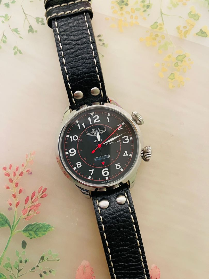 Moscow Classic 45mm Pilot Alarm Watch, Luxury, Watches on Carousell