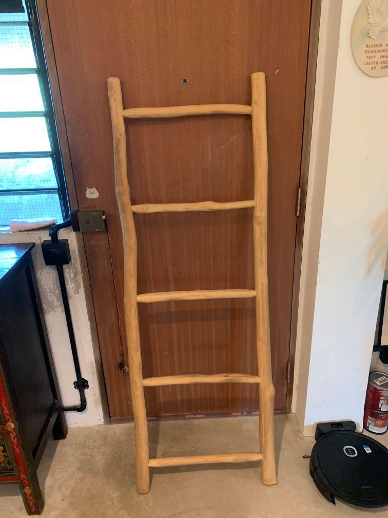 Natural Wood Ladder Rack, Furniture & Home Living, Furniture, Shelves ...
