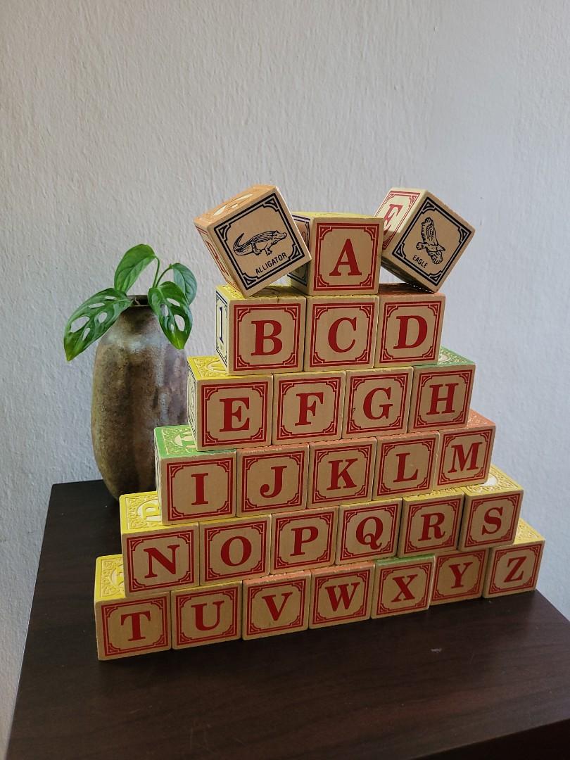 Old Set of 28 Wooden Blocks, Babies & Kids, Infant Playtime on Carousell