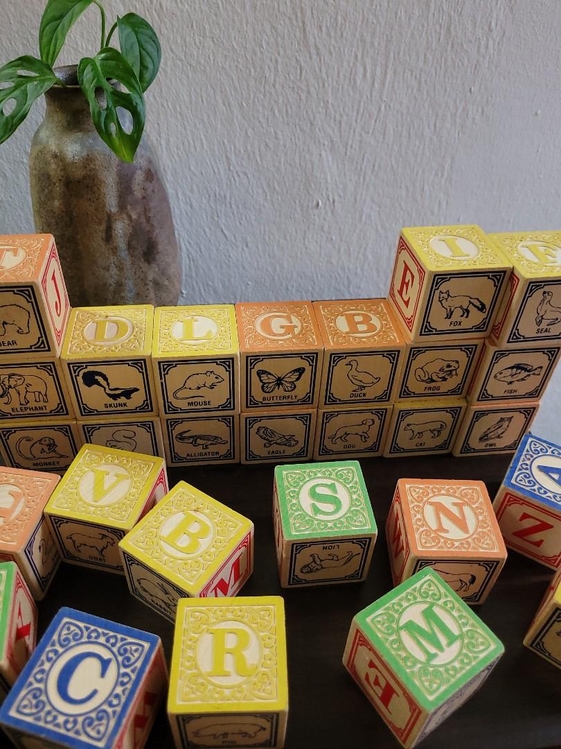 Old Set of 28 Wooden Blocks, Babies & Kids, Infant Playtime on Carousell