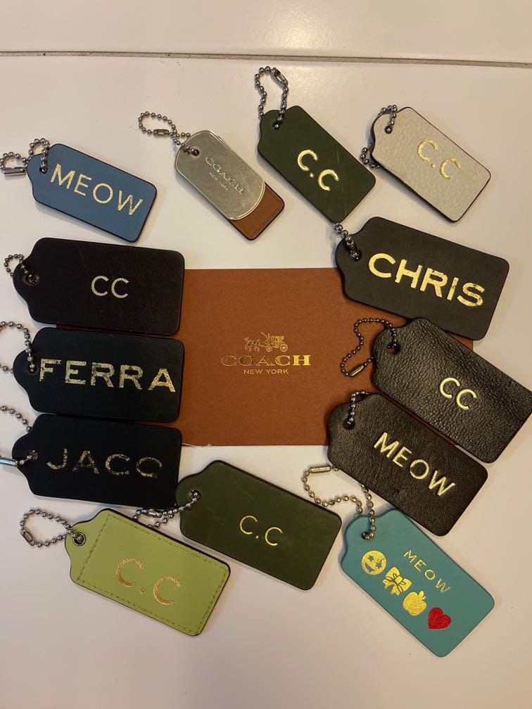 Original Coach leather name tag with engraving, Luxury, Accessories on ...