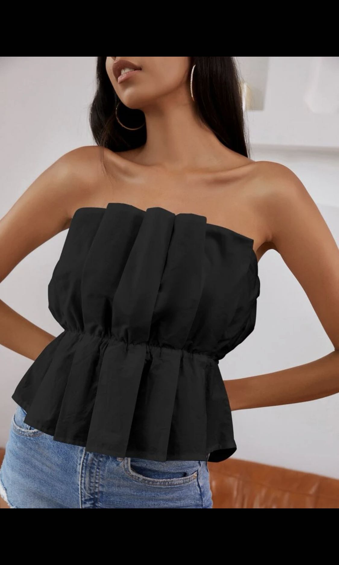 Pleated Peplum Tube Top, Women's Fashion, Tops, Sleeveless on Carousell