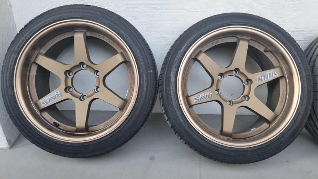 Rays TE37 18'inch rims hiace, Car Accessories, Tyres & Rims on Carousell