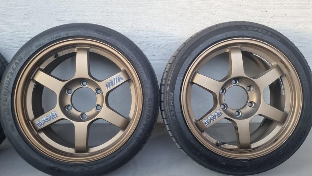 Rays TE37 18'inch rims hiace, Car Accessories, Tyres & Rims on Carousell