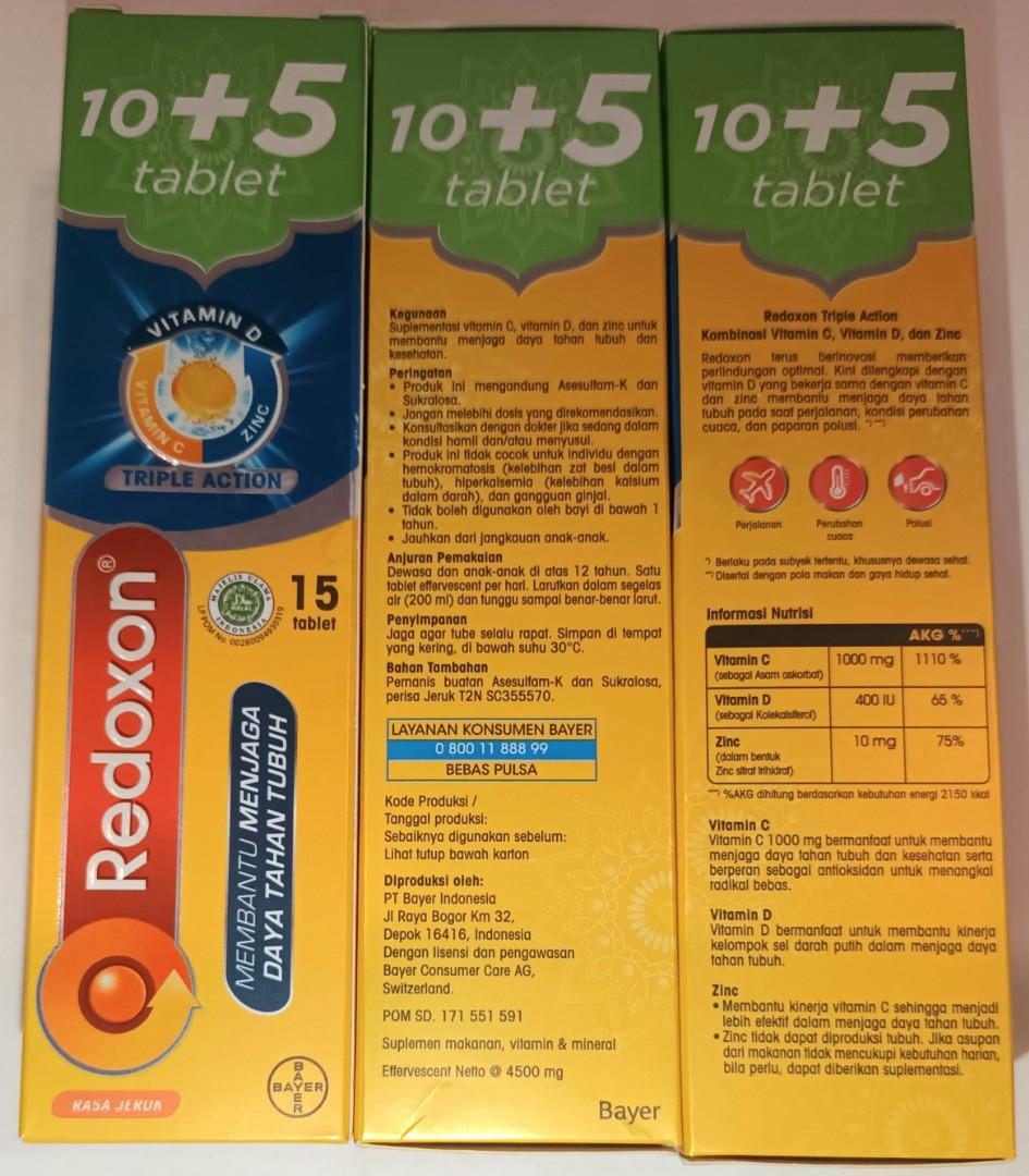 Redoxon Triple Action Immune Protector 15 tablets, Health & Nutrition ...