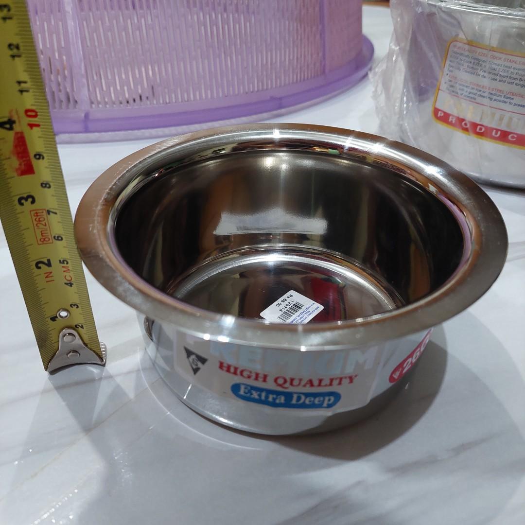 Stainless steel Indian pot without lid (15.5cm), Furniture & Home ...