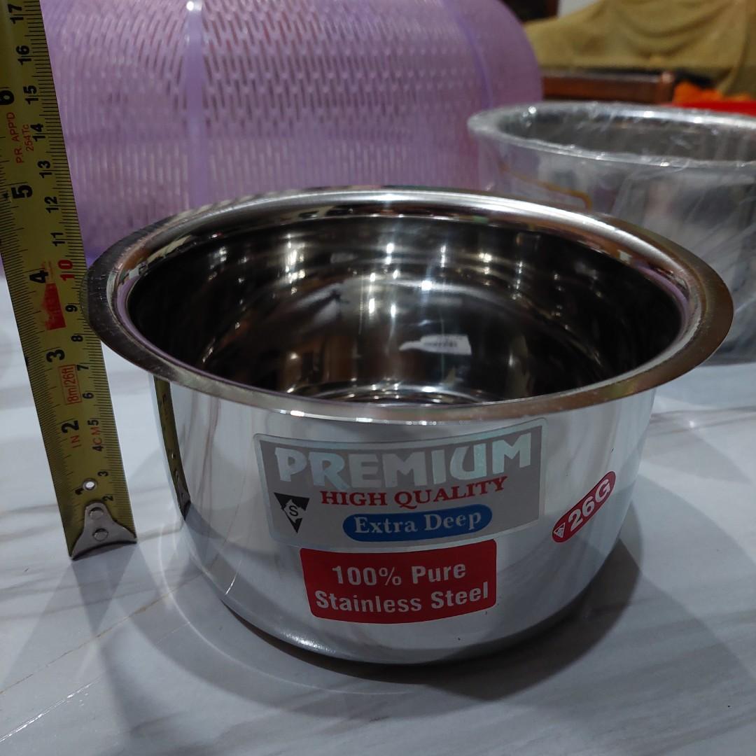 Stainless steel Indian pot without lid (19cm), Furniture & Home Living ...