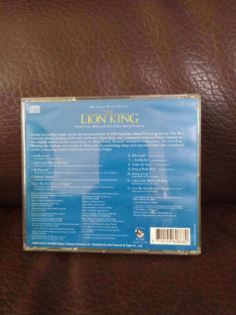 the lion king soundtrack cd, 興趣及遊戲, 音樂、樂器 & 配件, 音樂與媒體 - CD 及 DVD ...