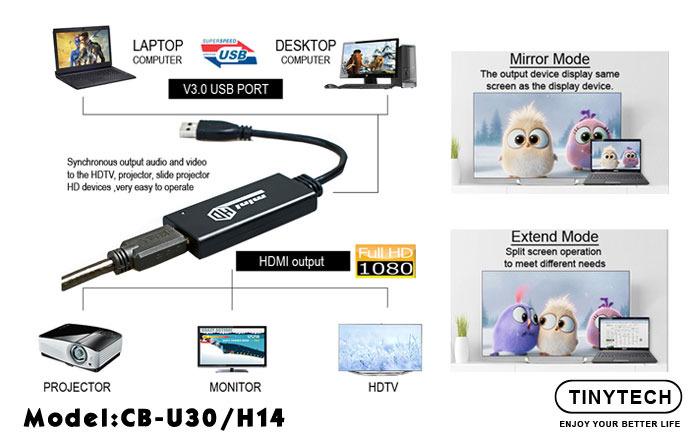 TINYTECH USB 3.0 TO HDMI MULTI-DISPLAY ADAPTER CB-U30/H14, Computers & Tech, Parts & Accessories ...