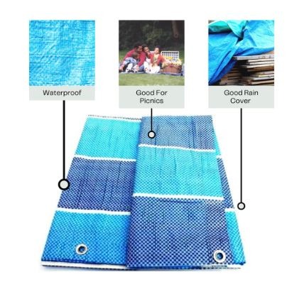 Waterproof Ground Sheet Blue PE Tarpaulin Canvas Groundsheet Cover ...