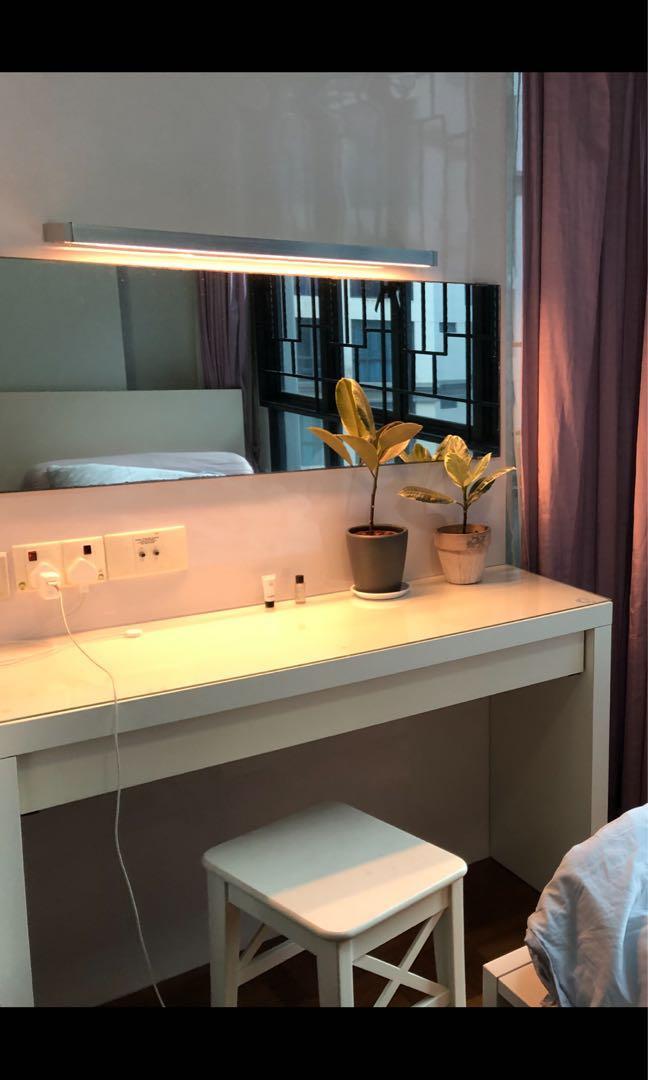 white IKEA MALM dressing table and INGOLF stool, Furniture & Home Living, Furniture, Tables ...