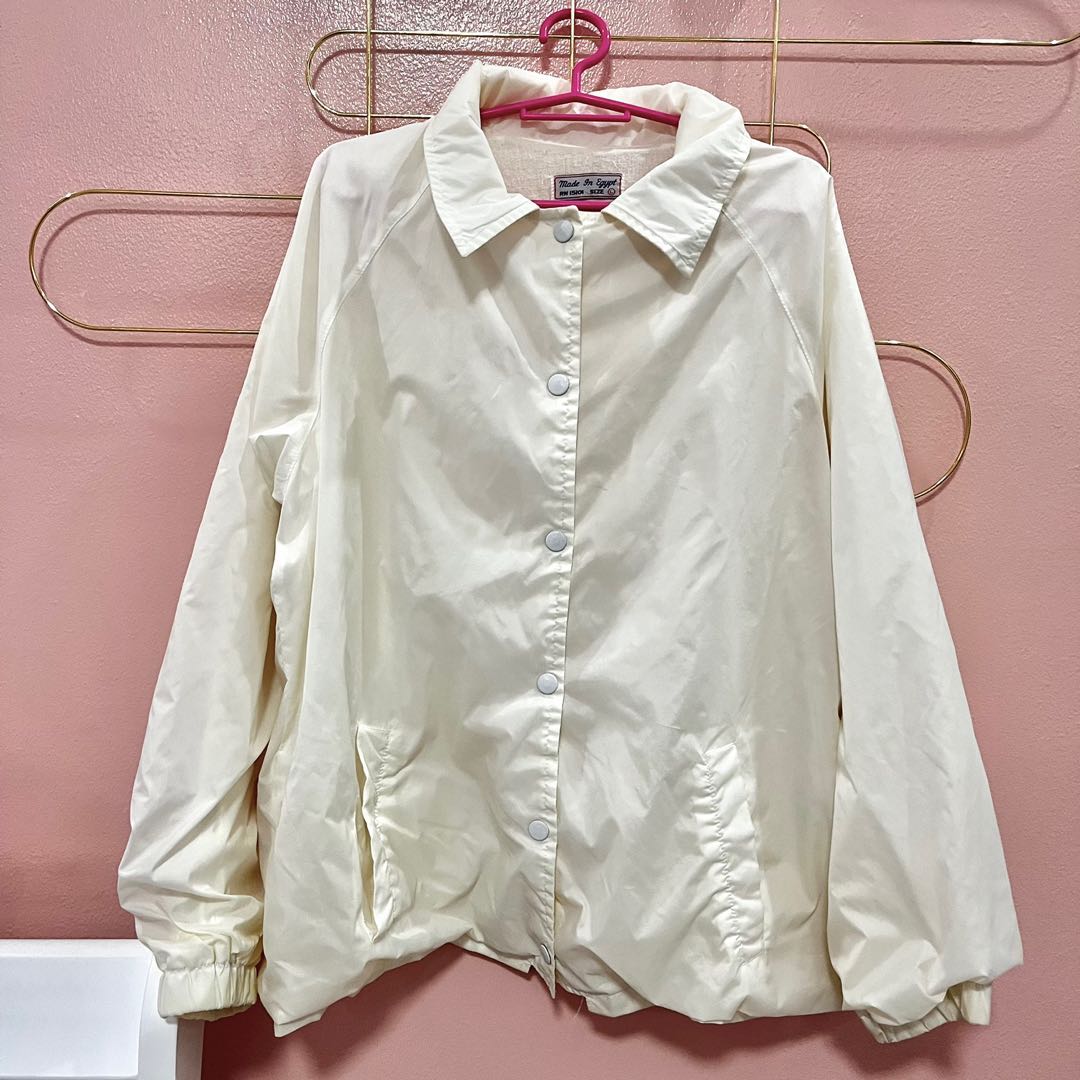 White windbreaker, Women's Fashion, Tops, Others Tops on Carousell